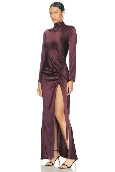 Lapointe Satin Bias Tab Slit Gown - Mulberry