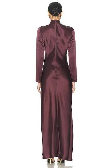Lapointe Satin Bias Tab Slit Gown - Mulberry
