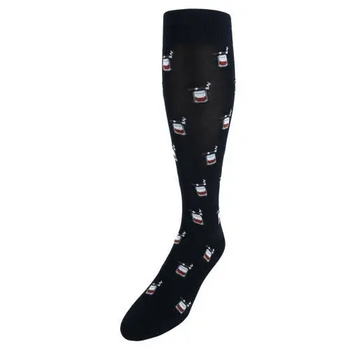 Trafalgar Jack's Bourbon And Cigar Over-the-calf Mercerized Cotton Socks - Black