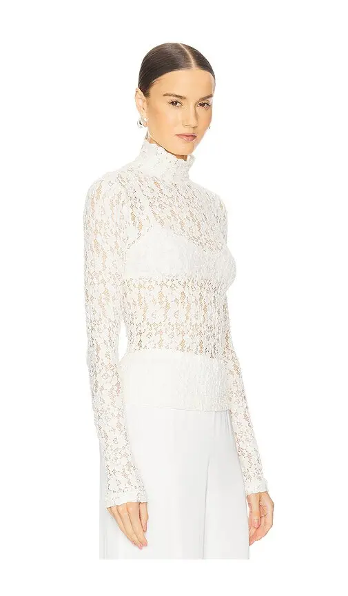 L'academie Kayden Lace Mockneck Top - Beige