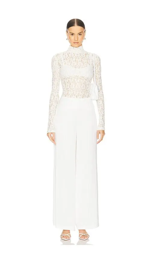 L'academie Kayden Lace Mockneck Top - Beige
