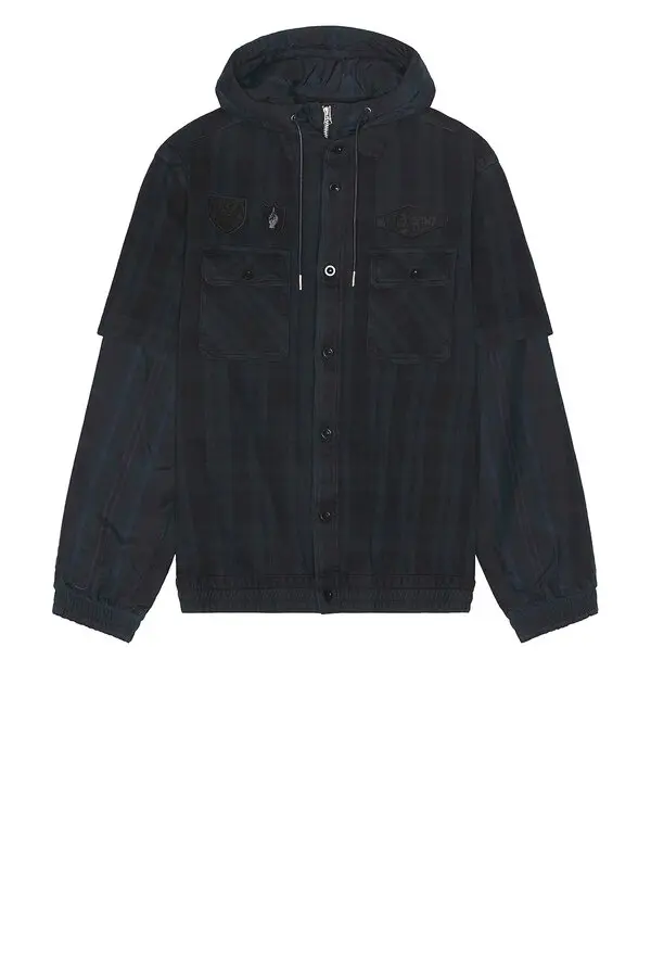 Sacai Gonz Multi Patch Plaid Hoodie In Black - 75% Off