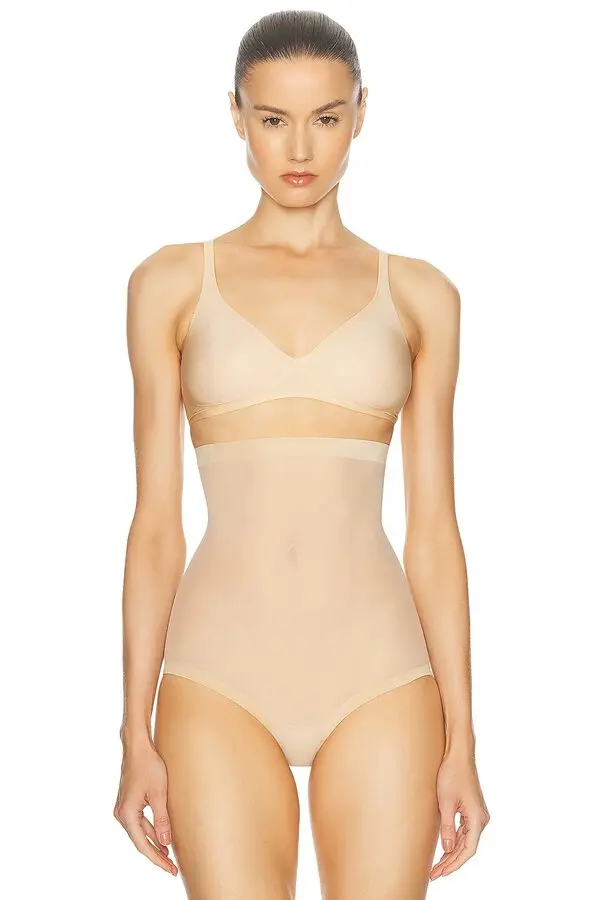 Wolford Tulle Control High Waisted Panty In Nude - Clay