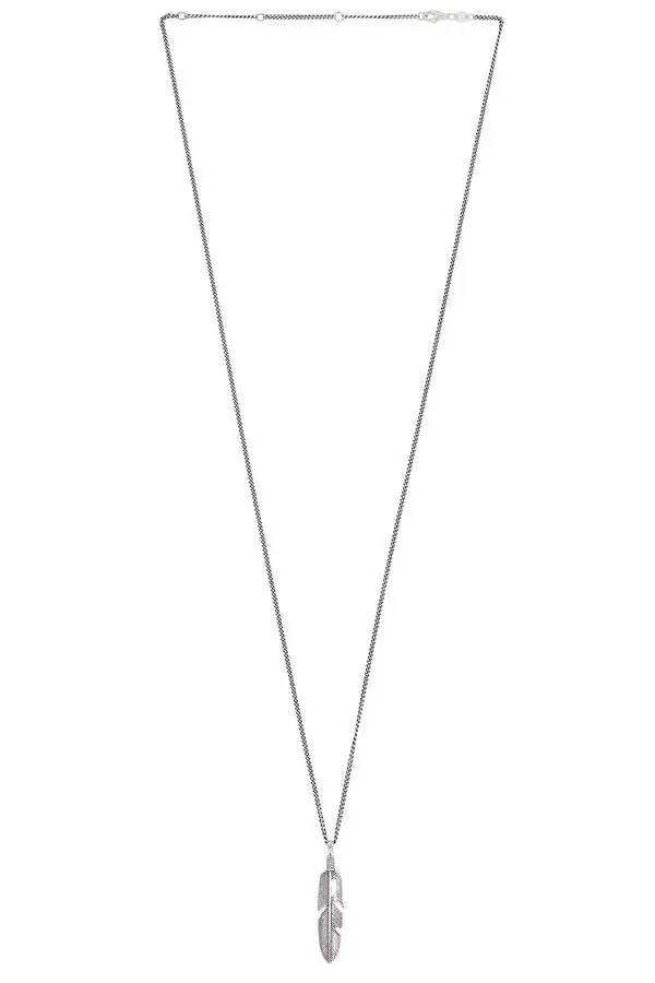 SERGE DENIMES Ethereal Feather Necklace In Metallic - Silver