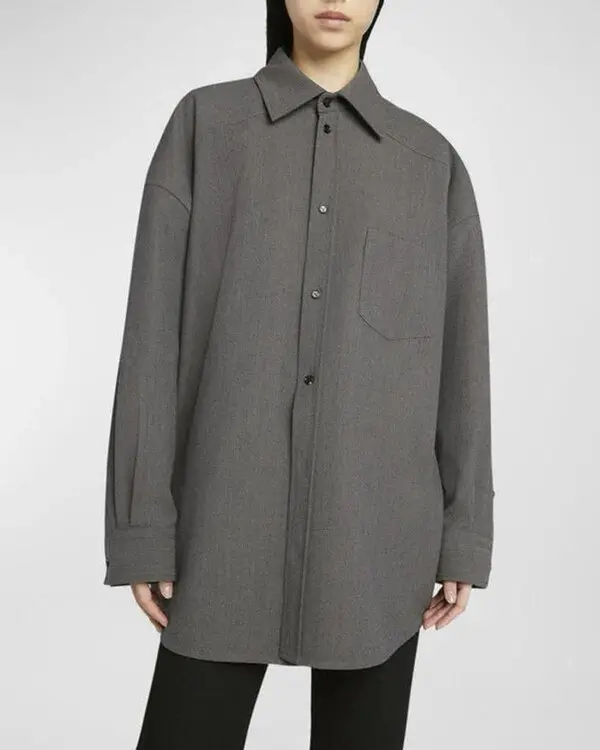 Bottega Veneta Wool-blend Buttoned Shirt - Graphite