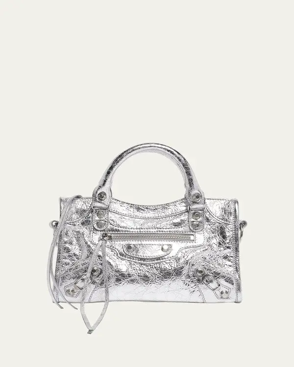 Balenciaga Le City Mini Metallic Top-handle Bag - Silver