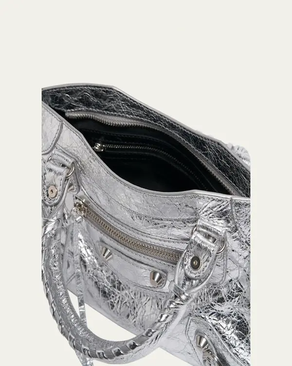 Balenciaga Le City Mini Metallic Top-handle Bag - Silver