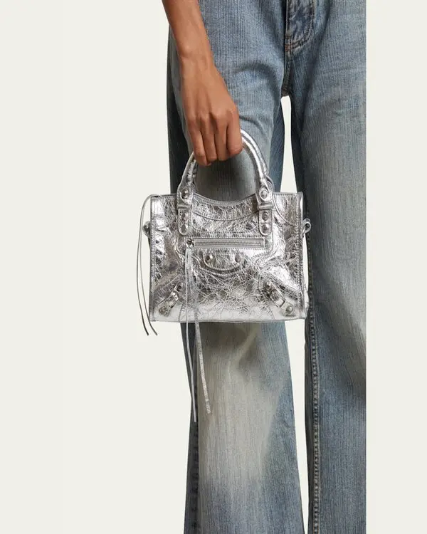 Balenciaga Le City Mini Metallic Top-handle Bag - Silver