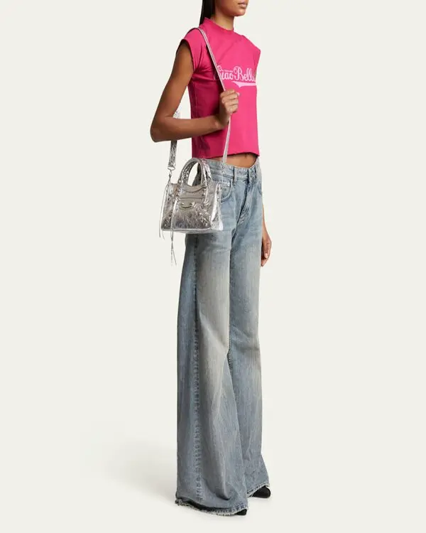 Balenciaga Le City Mini Metallic Top-handle Bag - Silver