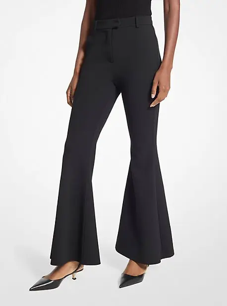 Michael Kors Stretch Crepe Flared Pant - Black