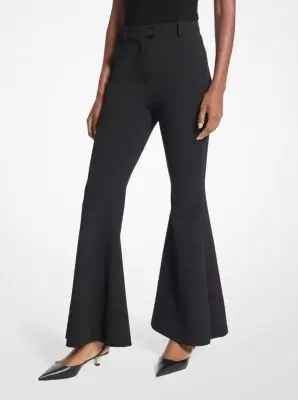 Michael Kors Stretch Crepe Flared Pant - Black