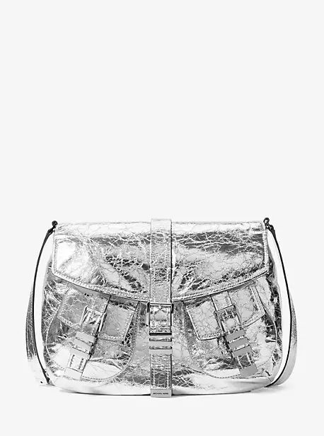 Michael Kors Darrington Large Crackled Leather Shoulder Bag