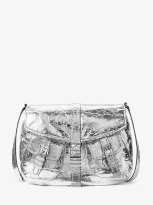 Michael Kors Darrington Large Crackled Leather Shoulder Bag