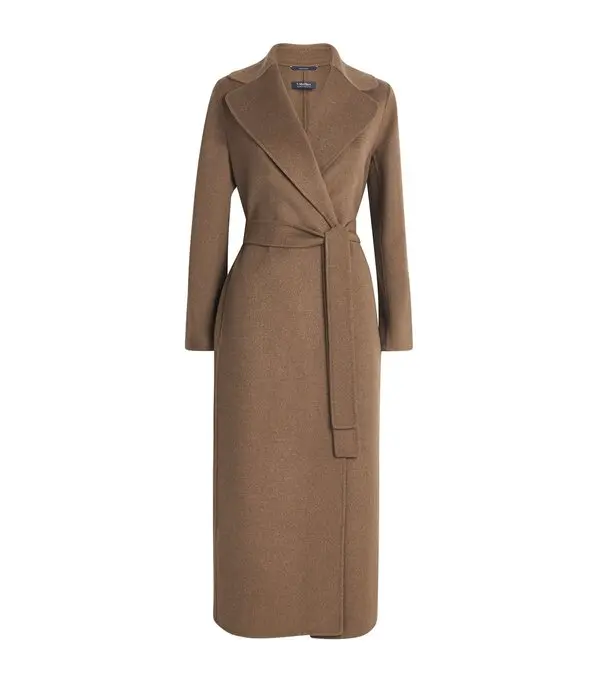 Max Mara Virgin Wool Wrap Coat - Brown