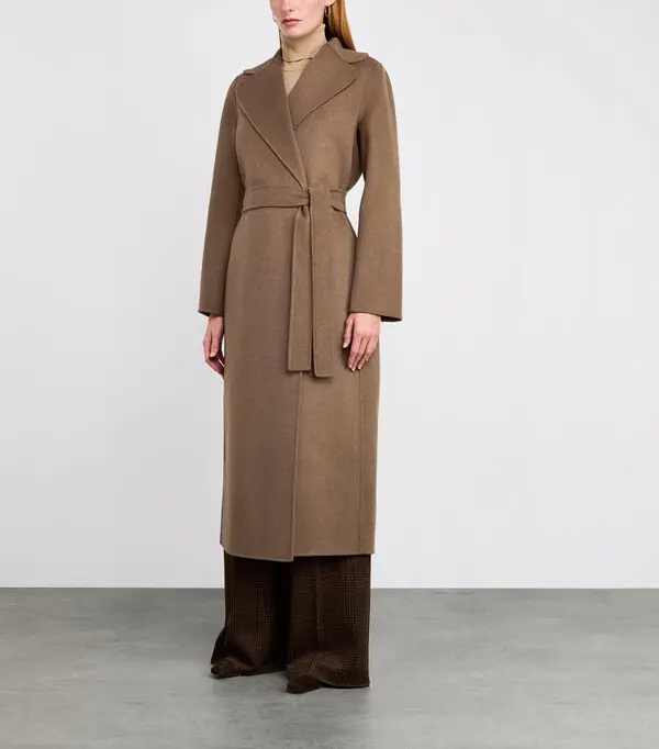 Max Mara Virgin Wool Wrap Coat - Brown