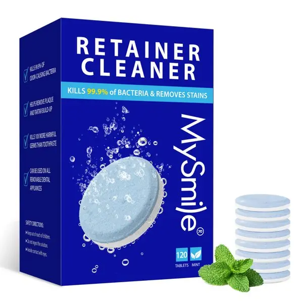 MYSMILE Retainer Cleaner With 120 Denture Cleaning Tablets - Mint