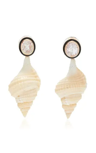 Dezso By Sara Beltran Distorsio 18k Rose Gold Shell And Silimanite Earrings