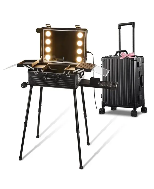 BYOOTIQUE Rolling Makeup Case With Led Lighted Mirror - Black