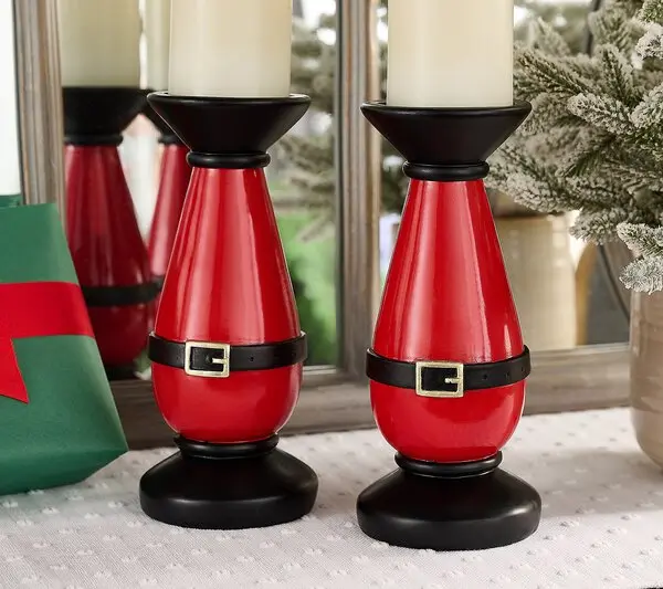 VALERIE PARR HILL Set Of 2 10' Santa's Suit Pedestals Valerie - One-color