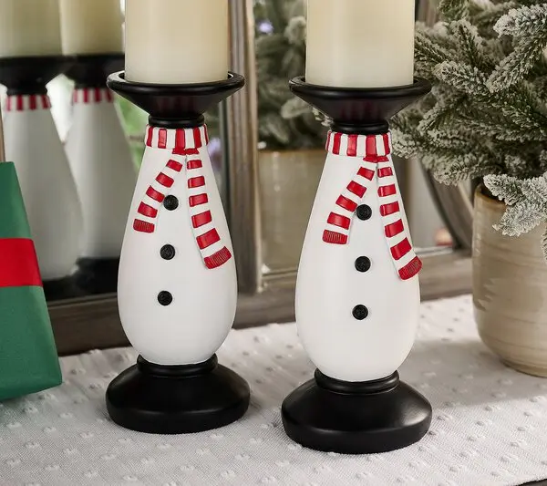 VALERIE PARR HILL Set Of 2 10' Snowman Pedestals Valerie - One-color