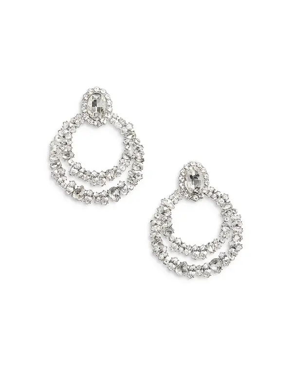SELF-PORTRAIT Crystal Hoop Clip-on Earrings - Silver