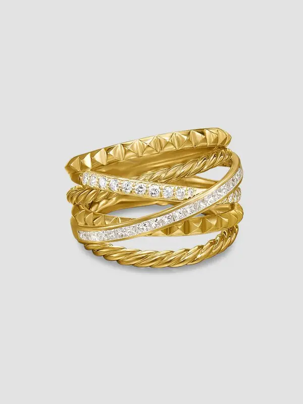 David Yurman Crossover Trio Six Row Ring In 18k Yellow Gold
