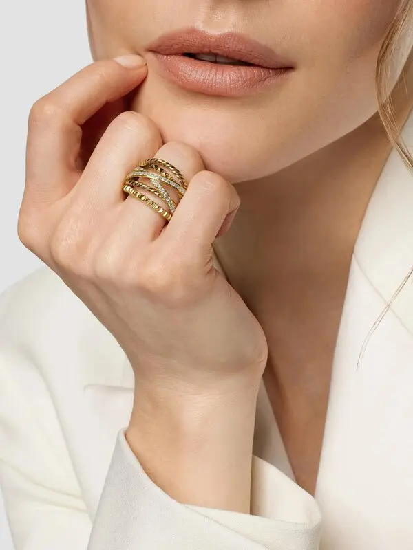 David Yurman Crossover Trio Six Row Ring In 18k Yellow Gold