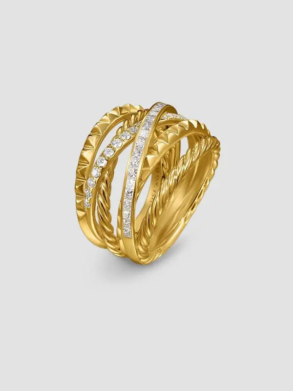 David Yurman Crossover Trio Six Row Ring In 18k Yellow Gold