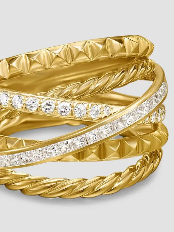 David Yurman Crossover Trio Six Row Ring In 18k Yellow Gold
