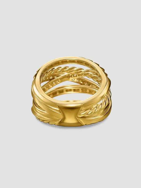 David Yurman Crossover Trio Six Row Ring In 18k Yellow Gold