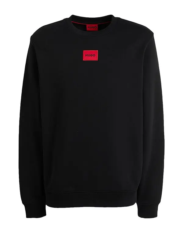 Hugo Cotton Crewneck Sweatshirt With Logo Detail - Black