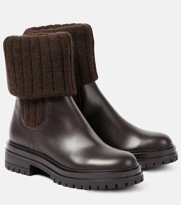 GIANVITO ROSSI Tenney Leather Chelsea Boots - Brown