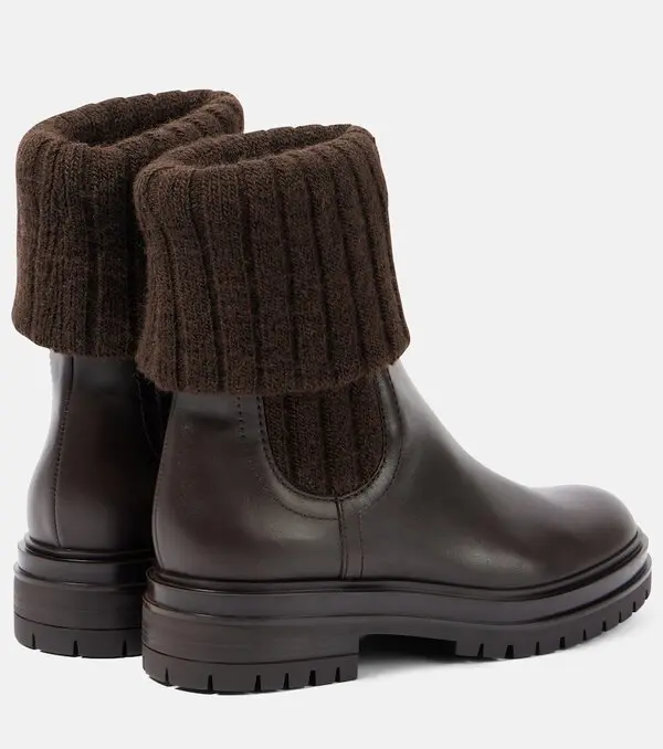 GIANVITO ROSSI Tenney Leather Chelsea Boots - Brown