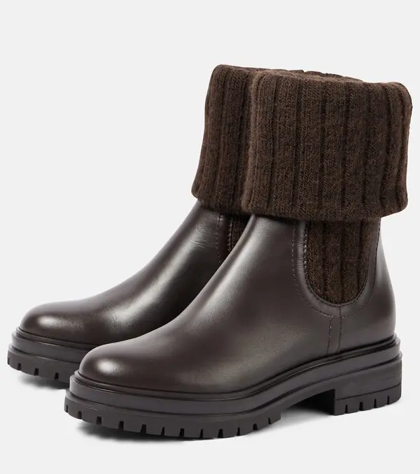 GIANVITO ROSSI Tenney Leather Chelsea Boots - Brown