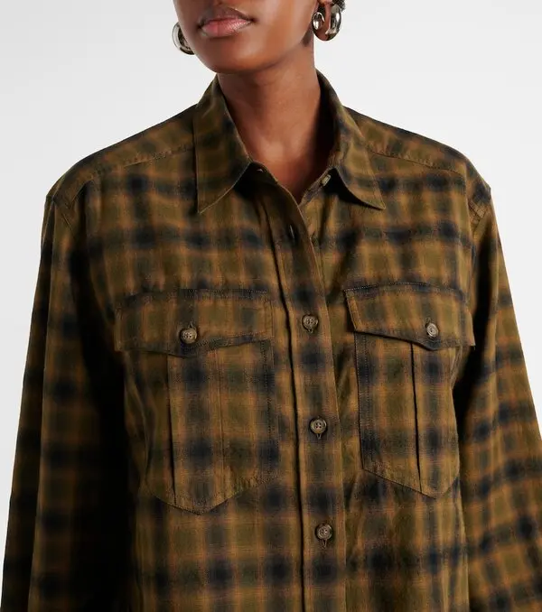 MARANT ETOILE Telina Plaid Cropped Shirt