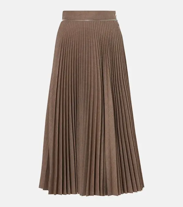 Burberry Pleated Wool Midi Skirt