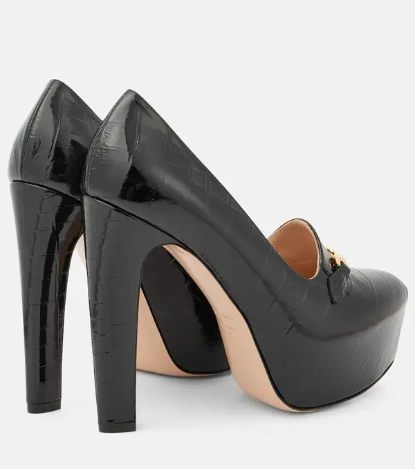 TOM FORD Croc-effect Patent Leather Platform Pumps