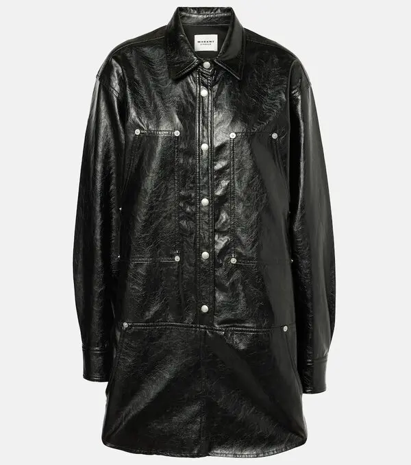 MARANT ETOILE Ayali Faux Leather Mini Dress - Black