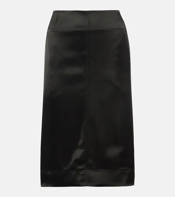 TOTEME Paneled Satin Midi Skirt - Black