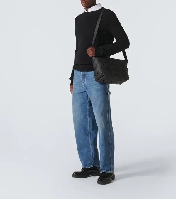 Bottega Veneta Diago Leather Shoulder Bag - Black
