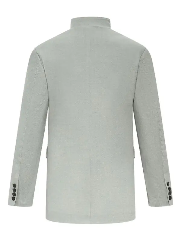 Shanghai Tang Collarless Silk Blazer - Grey