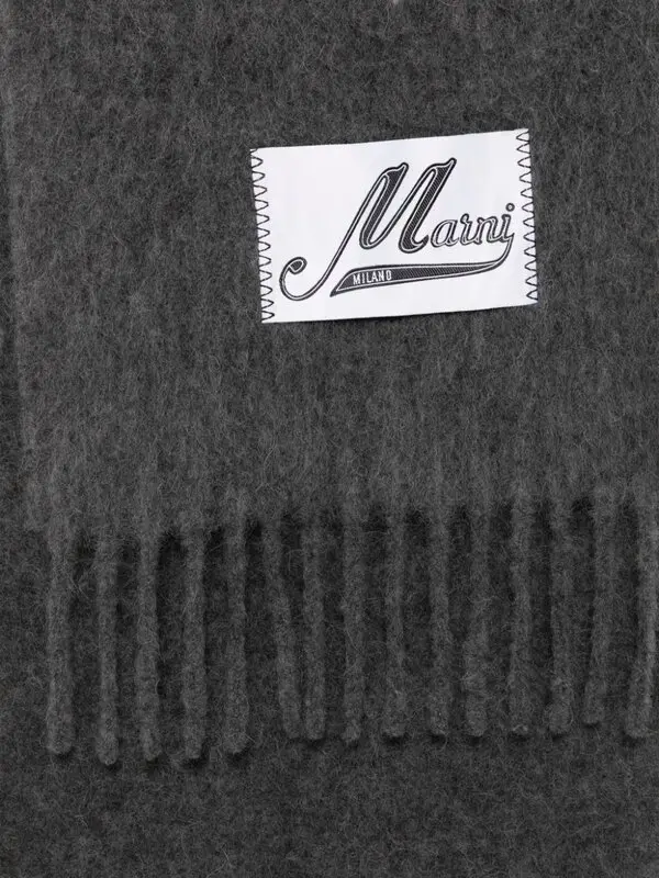 Marni Logo-patch Scarf - Grey