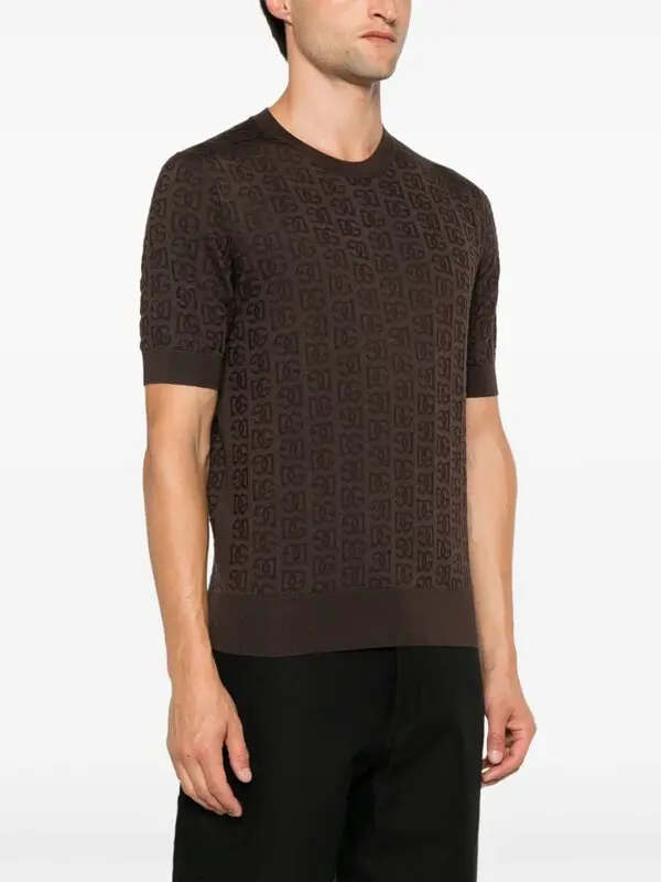 Dolce & Gabbana Dg-logo Silk Sweater - Brown