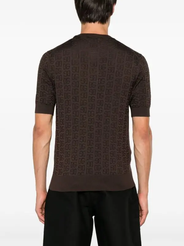 Dolce & Gabbana Dg-logo Silk Sweater - Brown