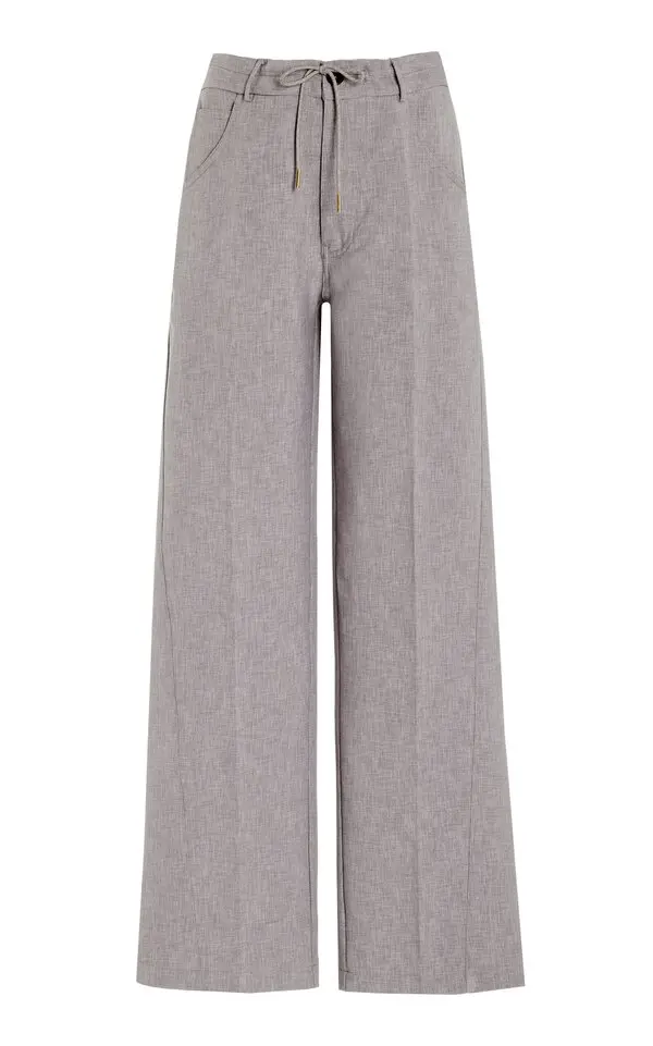 DARKPARK Iris Paperbag-waist Wide-leg Pants - Grey