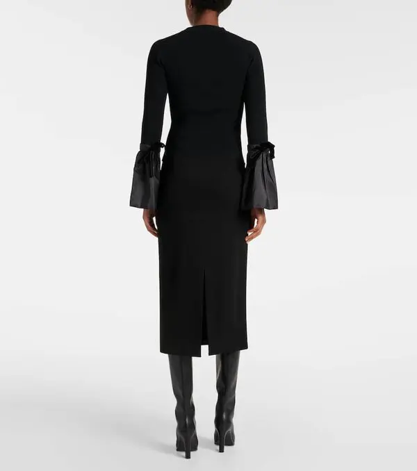 Simkhai Agata Ribbed-knit Top With Taffeta Trim - Black
