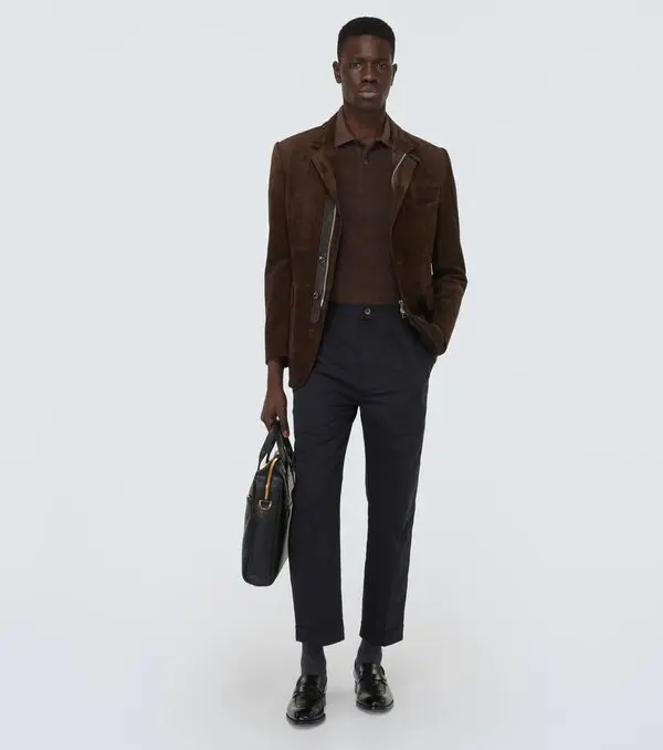 TOM FORD Leather-trimmed Suede Blazer