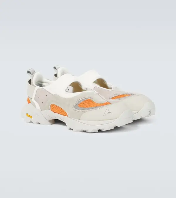ROA Suede And Fabric Sneakers - Orange