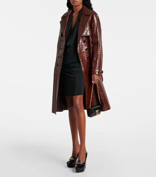 TOM FORD Croc-effect Patent Leather Platform Pumps