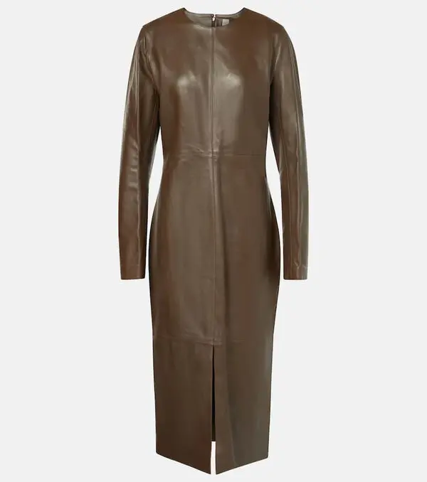 TOTEME Paneled Leather Midi Dress
